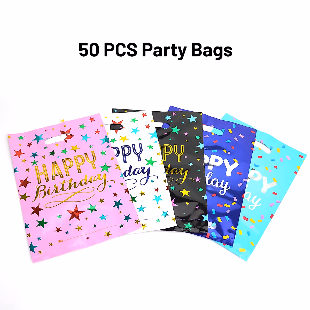 HAPMARS 50pc Party Favor Bags for Kids - With Handles, Goodie Candy Bags for Girls & Boys Birthdays