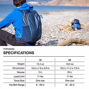 Exped Typhoon 25 | Lightweight Travel Backpack | Waterproof Backpack | Multifunctional Backpack, Navy, 25L