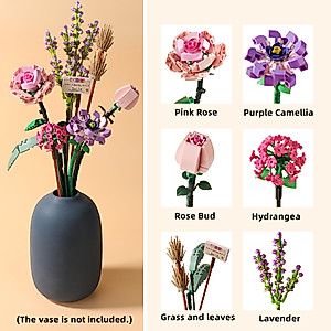 ZIYOSTAR Mini Bricks Flower Bouquet Building Sets, Artificial Flowers, DIY Unique Decoration Home, 547 Pieces Botanical Collection for Ages 8-12 yrs Old Girl for Gift (Not Compatible with Lego Set)
