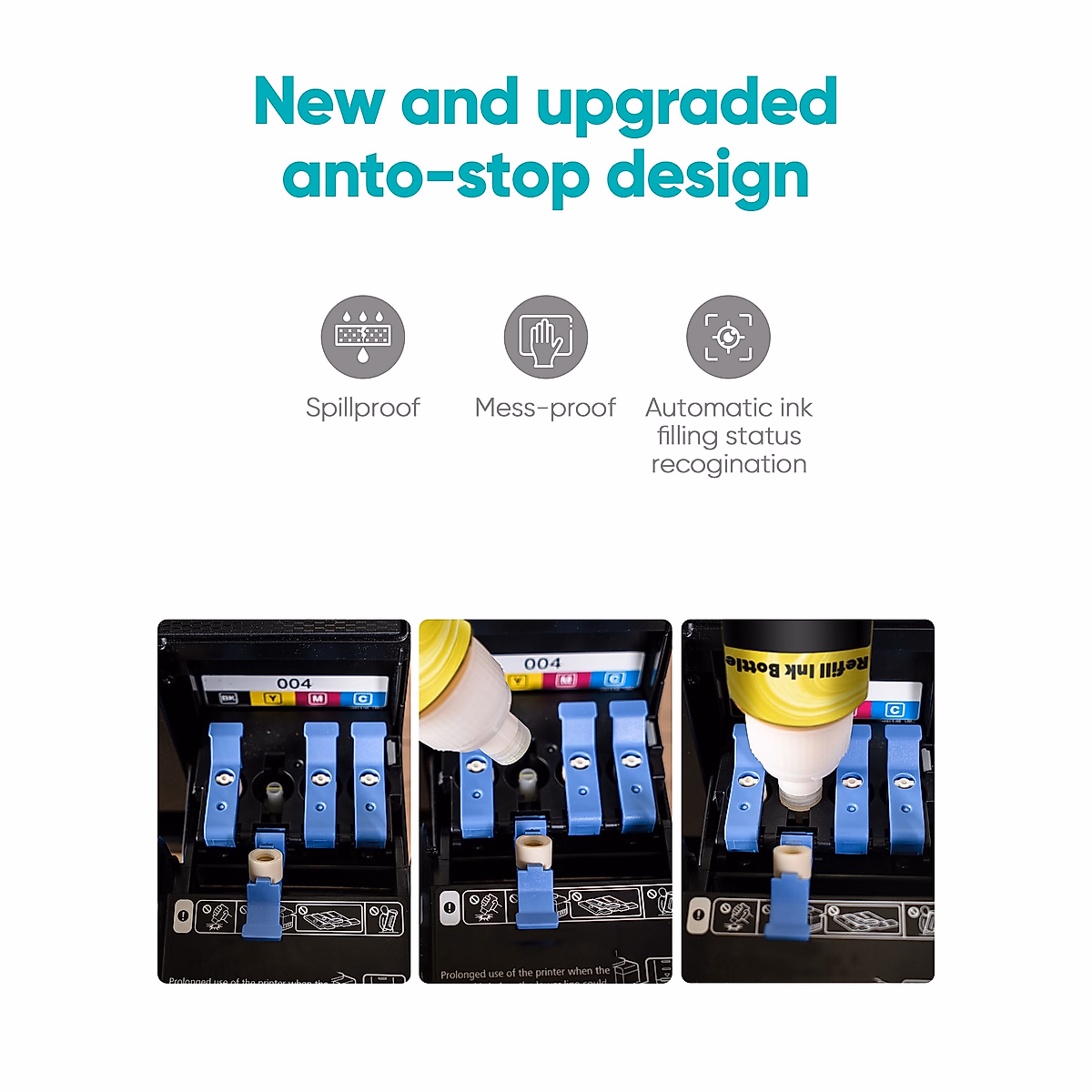 ecodot 552 Pigment Ink Refill Ink Bottle Replacement for Epson 552 Ink Used for EcoTank Photo ET-8500, ET-8550 Printer (1 Photo Black, 1 Black, 1 Cyan, 1 Magenta, 1 Yellow, 1 Grey, 6-Pack)