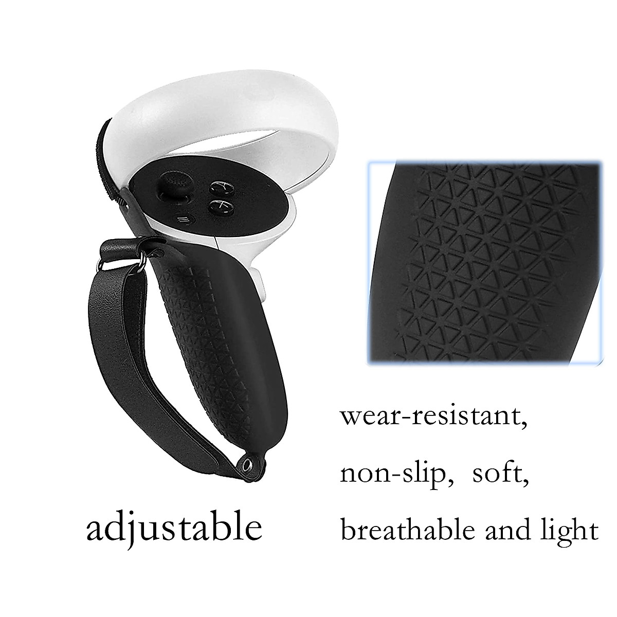 VR Front Face Silicone Protective Shell, Silicone Interfacial Cover, Touch Controller Grips Strap Cover Combination kit 3-in-1 for Meta/Oculus Quest 2 Accessories (Black)