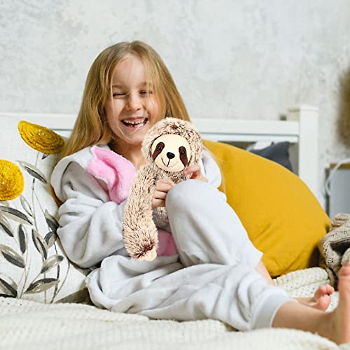 Easfan 17'' Sloth Stuffed Animal Realistic Cute Plush Toy Soft Tree Sloth Plushie Stuff Adorable Birthday for Kids Boys Girls, Brown