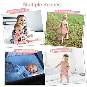 babygoal Reusable Cloth Diapers for Girls, Adjustable Washable Nappy 6pcs+ 6pcs Microfiber Inserts+One Wet Bag 6YDG08