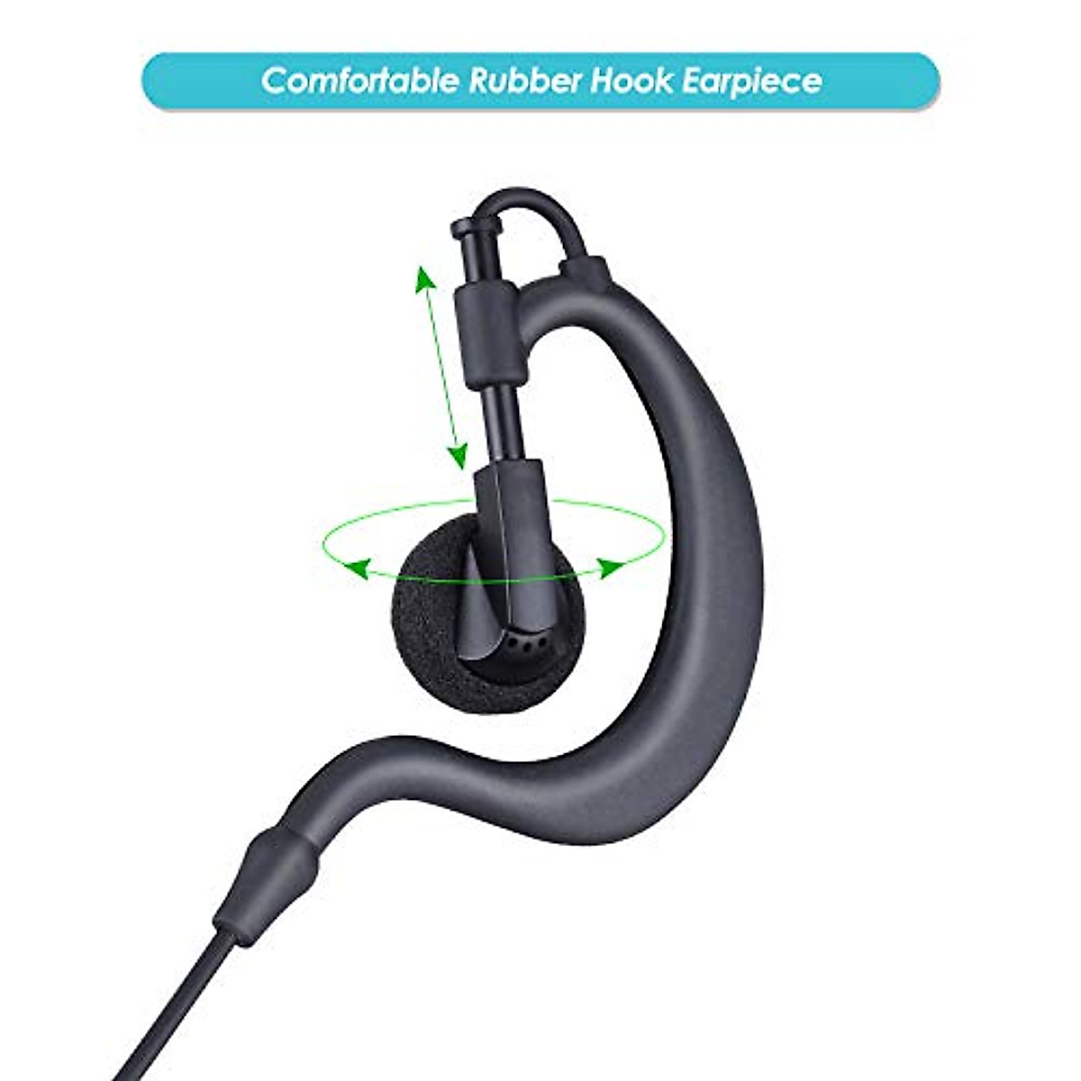 COMMIXC 2-Pack Walkie Talkie Earpiece with Mic, 2.5mm 1-Pin G-Shape Walkie Talkie Headset with PTT, ONLY Compatible with Motorola Talkabout Two-Way Radios