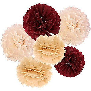 Burgundy Gold Birthday Party Decorations for Women Burgundy Gold HAPPY BIRTHDAY Banner Polka Dot Fans for Fall Burgundy Birthday Party Supplies/30th/40th/50th Birthday Decorations Autumn