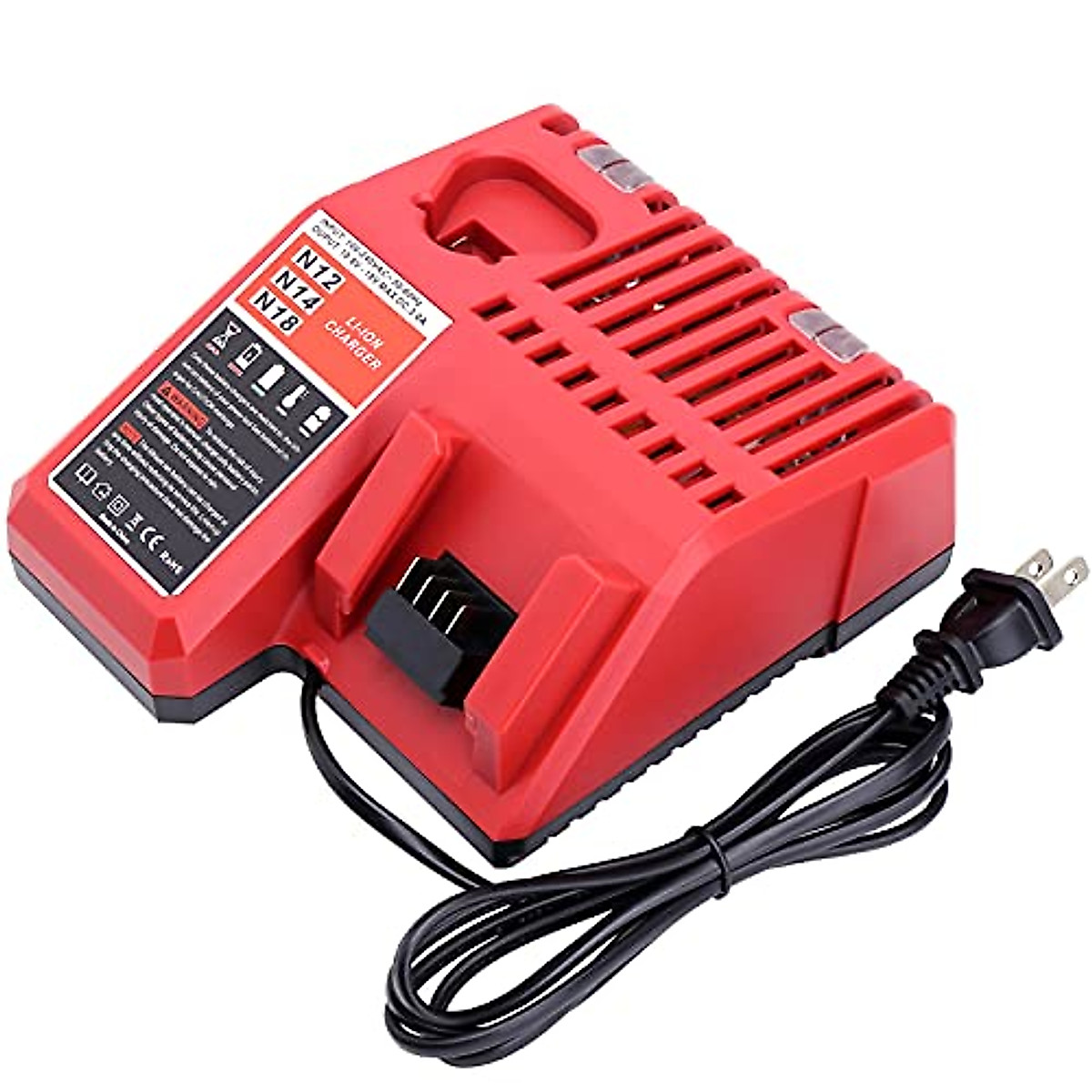 Elefly Replacement for Milwaukee M-12 M18 Battery Charger 48-59-1812, Compatible with Milwaukee 12V-18V M18 Battery 48-11-1852 48-11-1850 M-12 48-11-2460 48-11-2411
