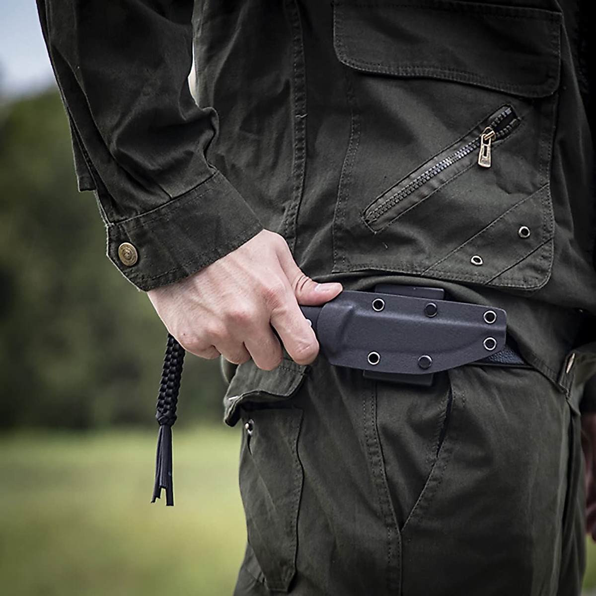 CIVIVI Tamashii Fixed Blade Knife with 4.07’’ D2 Blade Micarta Handle, Kydex Sheath, T-clip for EDC Outdoor Carry C19046-4