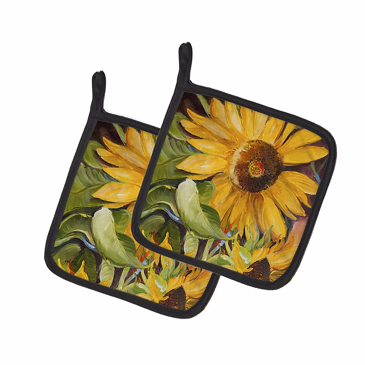 Caroline's Treasures JMK1265PTHD Sunflowers Pair of Pot Holders Kitchen Heat Resistant Pot Holders Sets Oven Hot Pads for Cooking Baking BBQ, 7 1/2 x 7 1/2
