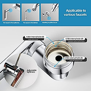 Gnkcrwo Universal Rotating Faucet Extender for Bathroom, 1440° Large Angle Rotating Robotic Arm Water Nozzle Faucet Adaptor, Rotatable Multifunctional Extension Faucet Splash Filter Kitchen Tap Extend