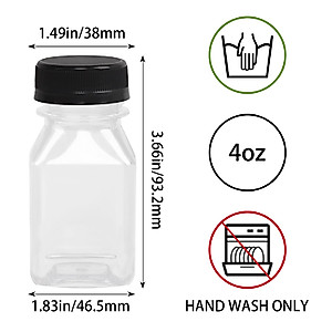 Lainrrew 24pcs 4oz Plastic Juice Bottles with Black Caps - Reusable Clear Containers, Tamper Proof Lids for Smoothies, Milk & Beverages