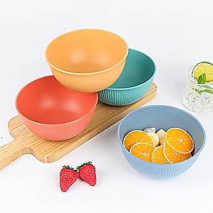 BanYakong Wheat Straw Bowls Set 24 OZ,Unbreakable Large Cereal Bowls Set of 6 Microwave and Dishwasher Safe BPA Free And Reusable Lightweight Bowl For Rice Noodle Soup Snack Salad Fruit