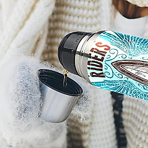 California Surf Board with Wing Stainless Steel Water Bottle Leak-Proof, Double Walled Vacuum Insulated Flask Thermos Cup Travel Mug 17 OZ