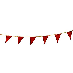 Cortina OSHA Approved Pennant Flags - for Use with Roof Warning Line Perimeters 03-400-105, Red, 105' Length