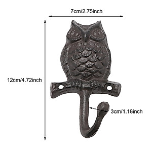 Cast Iron Owl Wall Hooks Rustic Outdoor Towel Hooks Home Hang Clothes Hats Animal Key Holder for Wall Indoor Farmhouse Decorative Hooks 2 Pcs (Owl)