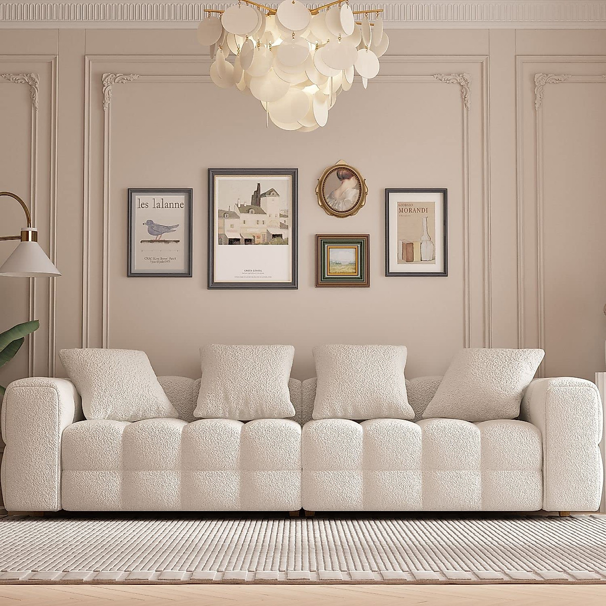 FAMAPY Cloud Sofa Couch for Living Room, Bubble Sofa Couch Upholstered Modern Contemporary Couch, Solid Wood Legs, White (100.8”W x 37.8”D x 20.5”H)