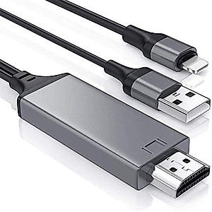 [Apple MFi Certified]Compatible with iPhone iPad to HDMI Adapter Cable,1080P Digital AV Connector Cord for iPhone12/11/11pro max/XR/XS/X/8/7 iPad Pro Air Mini iPod to TV/Projector/Monitor-6.6ft Black