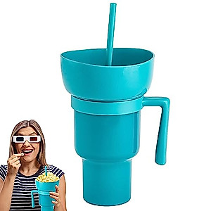 Stadium Tumbler With Snack Bowl, 2 In 1 Snack And Drink Cup, Unique Cup With Snack Bowl On Top, Cup Bowl Combo For Popcorn Candy Chips And Other Snack, Snack Tumbler For Movies And Stadium