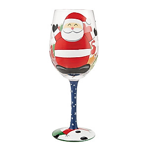 Enesco Designs by Lolita Holiday Go Big this Christmas Santa Hand-Painted Artisan Wine Glass, 15 Ounce, Multicolor
