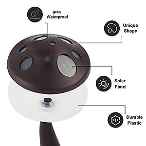 Outdoor Solar Garden Lights(4 Mushrooms Lamps), 2 Sizes Mini Solar Mushroom Lights Outside Waterproof Cute Mushroom Shaped Pathway Landscape Lights Decoration Garden, Yard, Lawn, Pathway, Brown