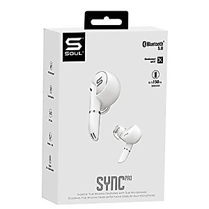Soul SYNC PRO Bluetooth In-Ear Headphones, Qualcomm Aptx Technology TWS Headset Original With Dual Microphone, True Wireless Earbuds with Charging Case - Mobile Phone Charging Compatible (Pearl White)