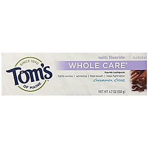 Tom's of Maine Natural Whole Care Toothpaste with Fluoride, Cinnamon Clove, 3 Count