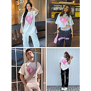 Aelfric Eden Men's Love Balloon Graphic Tees Summer Short Sleeve Printed Cotton T Shirts Casual Harajuku Tops White