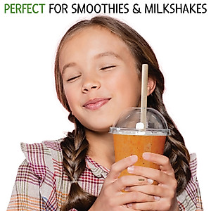Friendly Straw 150 Pack Biodegradable Jumbo Smoothie and Milkshake Straws, 7.75" x .4" Extra Wide Disposable Kraft Paper Straws Bulk Pack