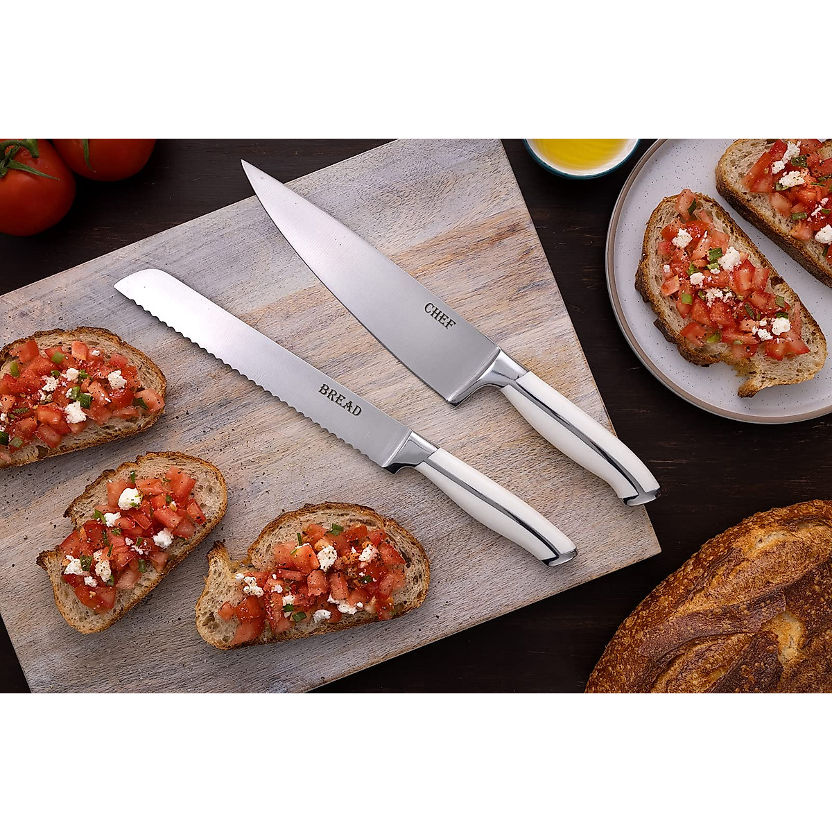 Blue Moon Stainless Steel 5-Piece Knife Set & Block