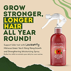Locsanity Hibiscus Green Tea Hair Growth Spray for Dreadlocks and Loose Hairstyles Hair Care Treatment – Loc Moisturizer for Thicker, Fuller, Longer Hair (8oz)