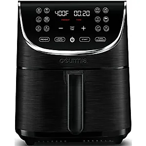 Gourmia Air Fryer Oven Digital Display 7 Quart Large AirFryer Cooker 12 Touch Cooking Presets, XL Air Fryer Basket 1700w Power Multifunction GAF716 Black and Stainless Steel Accents FRY FORCE 360°