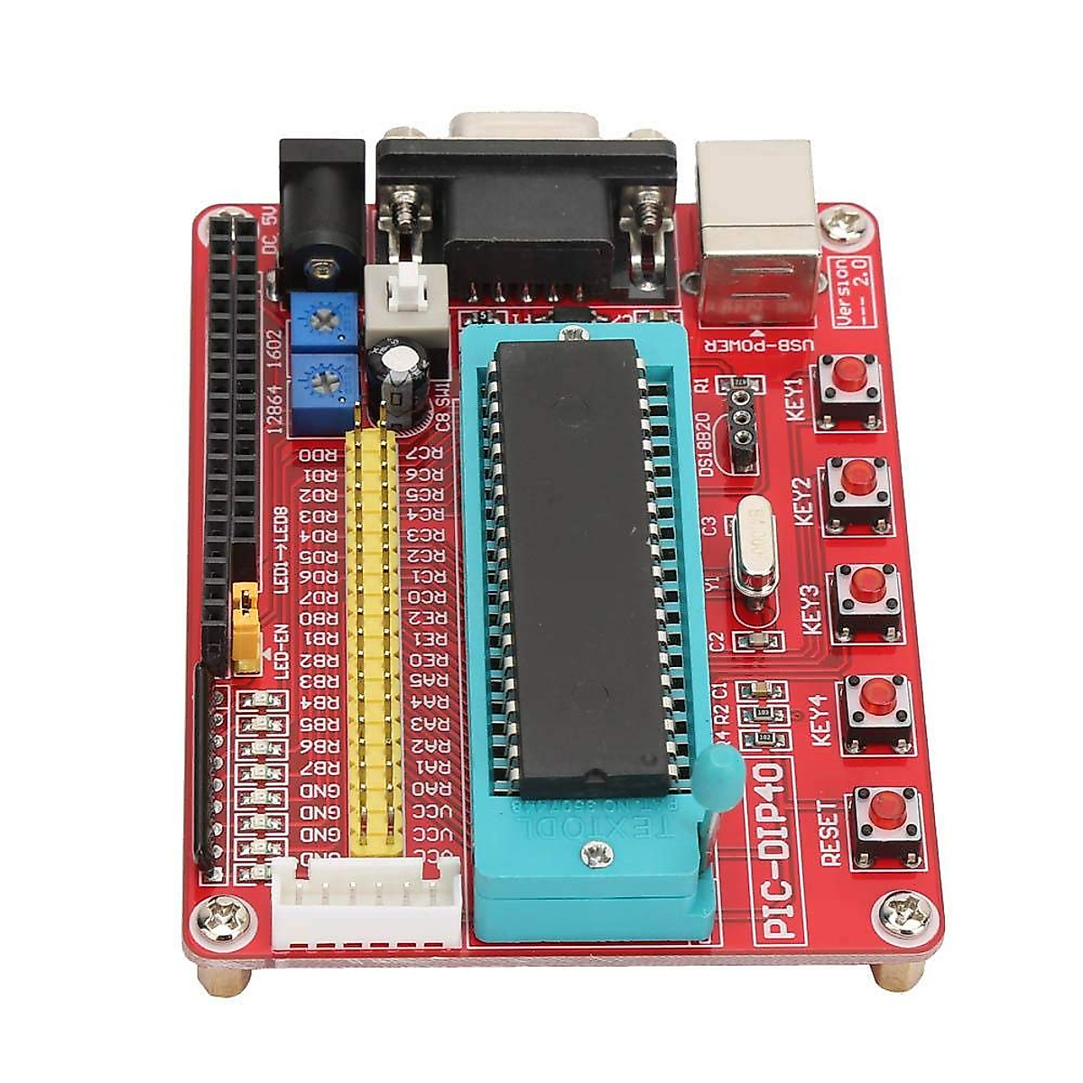 Learning Development Board, PIC16F877A Microcontroller Learning Board with RS232 Interface