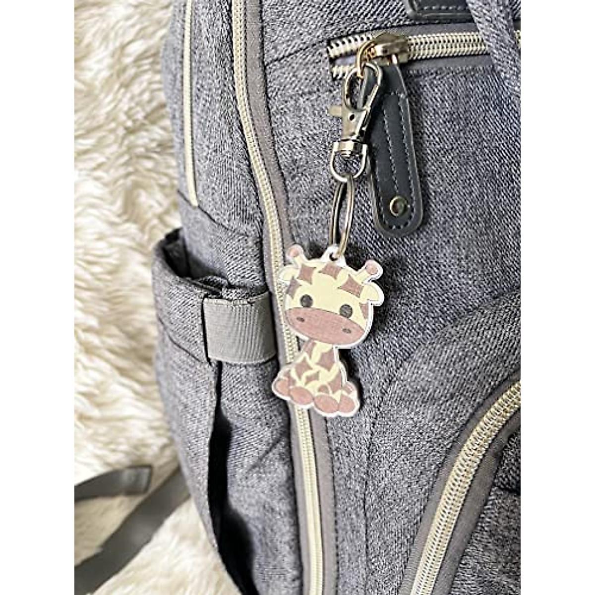 The Acrylic Place Baby Giraffe Keychain - Charm for Purse Diaper Bag Tote Bag Kids Backpack Keychain (Backpack Size)