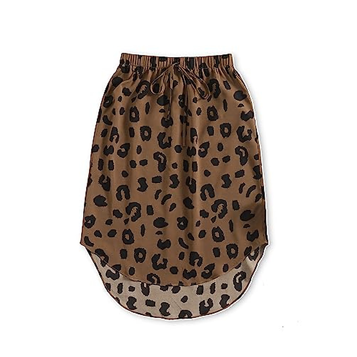 SOLY HUX Women's Leopard Print Tie Front High Waist High Low Short Skirt Multicoloured L