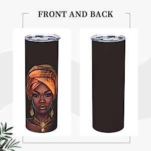 KrylDosxy African American Woman Art 20 oz Stainless Steel Cups with Lid and Straw - Insulated Iced Coffee Travel Mug, Reusable Tumbler for Hot and Cold Drinks