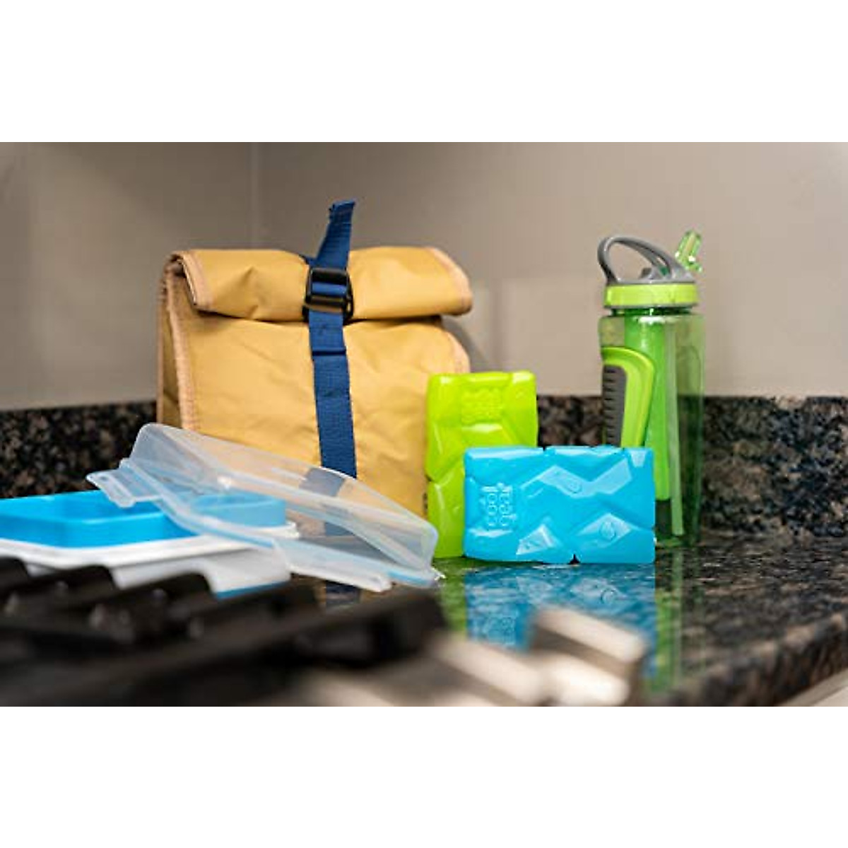 Cool Gear 4-Pack Fat Ice Pack | Reusable Ice Blocks for Lunch Box, Coolers, & More | BPA Free with Non-Toxic Freezer Gel | Keeps Food Cold & Fresh