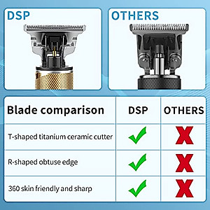 DSP Electric Beard Trimmer for Men Hair Clippers for Hair Cutting Barber Clippers Máquina De Afeitar para Hombre Wireless T Trimmer Hair Clippers with Guide Combs (Gold)