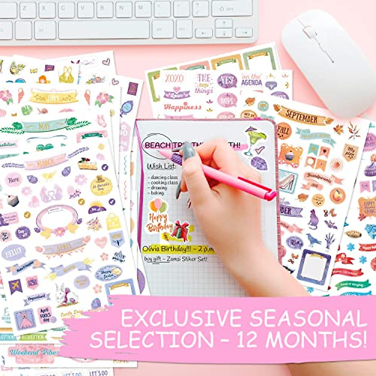 Aesthetic Planner Stickers for Fun Planning - 1300+ Cute Sticker Accessories to Decorate & Improve Your Planners, Calendar, Journal and Scrapbooking