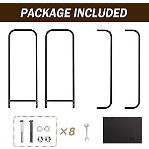 Storeonwall 4ft Heavy Duty Outdoor Firewood Racks, Fire Wood Holder Indoors, Log Storage Rack with Cover (Black)