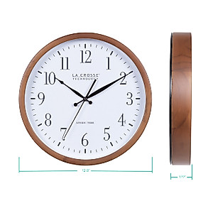 La Crosse Technology 404-50447-INT 12.8" Atomic Walnut Analog Wall Clock