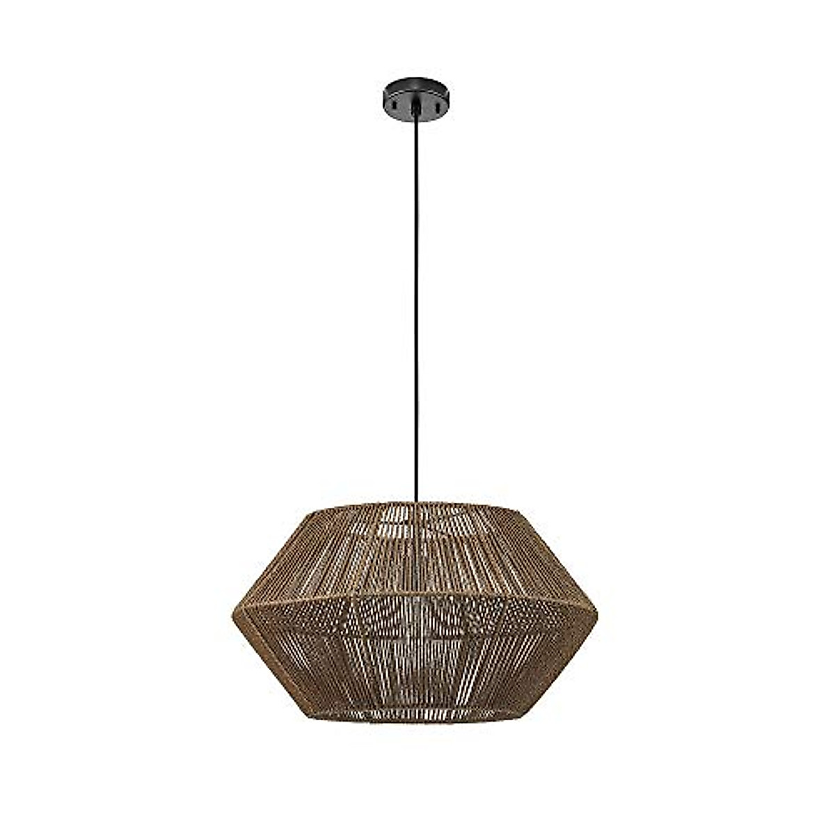 Globe Electric 60530 Malay 1-Light Pendant Light, Natural Twine Shade, Black Hanging Cord
