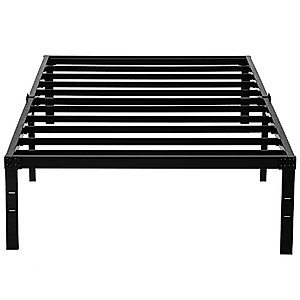LIJQCI 14 Inch Heavy Duty Twin Bed Frame, Steel Slat Metal Platform Twin Bed with Storage Underneath/No Box Spring Needed/Noise Free/Non-Slip/Easy Assembly