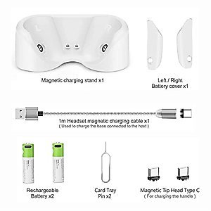 Linkidea VR Magnetic Charging Dock Station Compatible with Meta Q2 Headset & Touch Controllers, Fast Charging Charger Stand Base VR Headset Controllers (White)