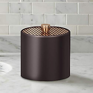 nu steel Selma Decorative Steel Bathroom Vanity Countertop Storage Organizer Canister Jar for Cotton Swabs, Rounds, Balls, Makeup Sponges, Bath Salts - Copper & Oil Rubbed Bronze