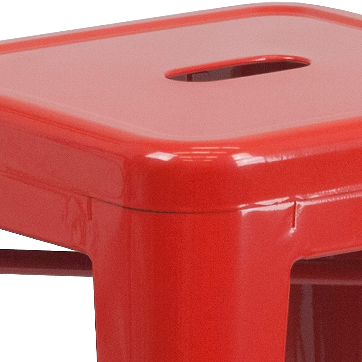 Flash Furniture Kai Commercial Grade 24" High Backless Red Metal Indoor-Outdoor Counter Height Stool with Square Seat