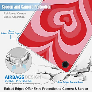 zaztify Tablet Case for Samsung Galaxy Tab A8 10.5 2021(SM-X200/X205) 10.5 in, Center Red Heart Tunnel Love Swirl Cute Shockproof Protective Flexible TPU Crystal Clear Cover Shell