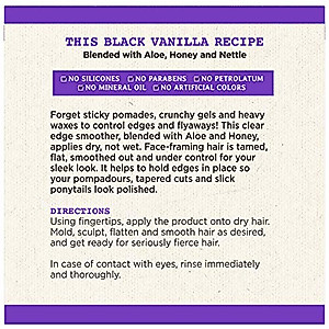 Carol's Daughter Black Vanilla Edge Control for Curly, Wavy or Natural Hair, Clear Edge Smoother for Dry, Dull or Brittle Hair, 2 Oz