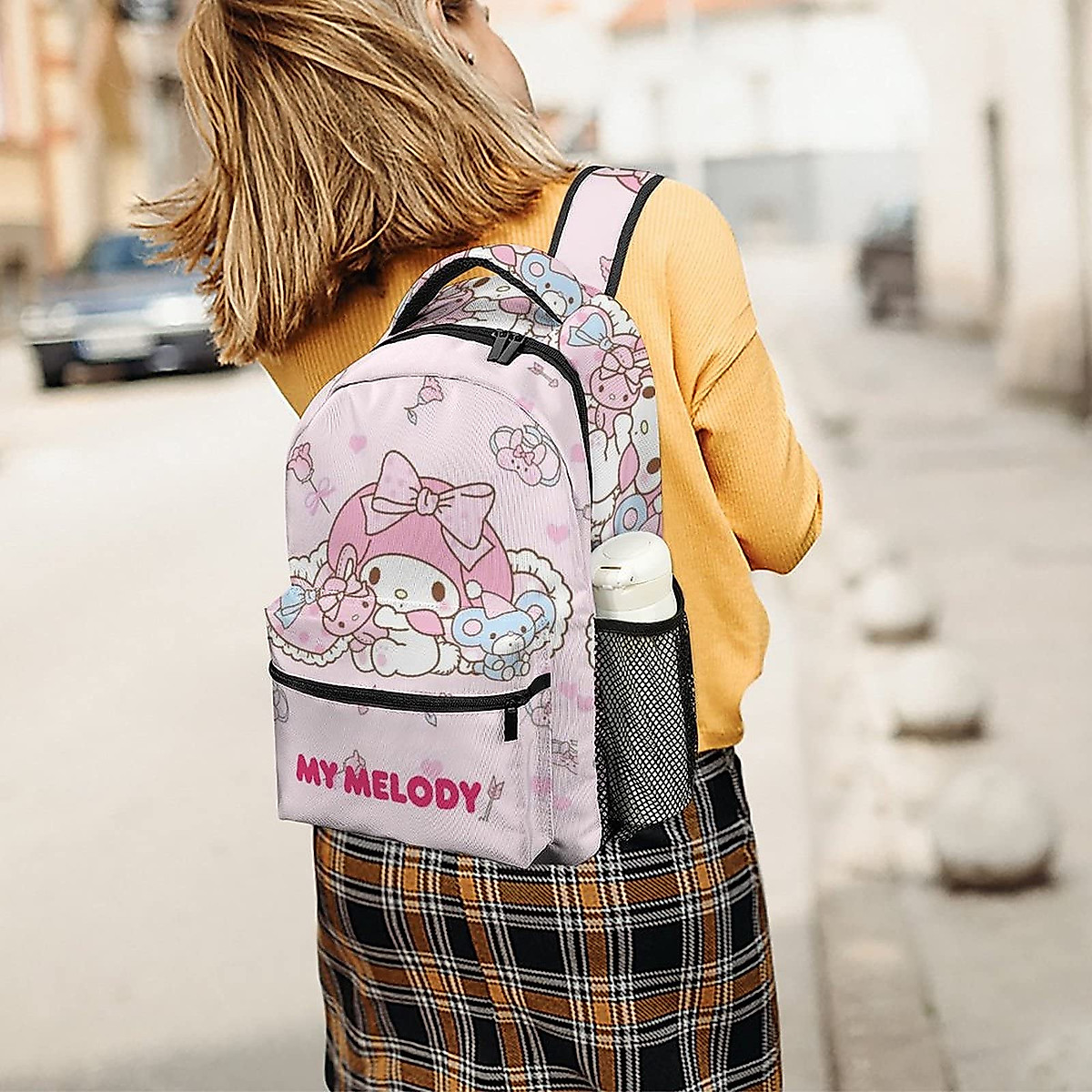 Ladycute M-y Mel-ody backpack book bag withe side pokect large suitable for men women ​hiking camping picnic