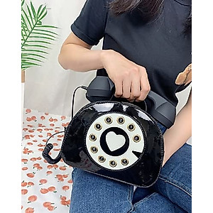 Women Chain Shoulder Bags Telephone Shape Purses Handbags Fashion Crossbody Bags Top-Handle Totes (black,womens,Large)