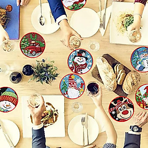 8 PCS Diamond Painting Coaster Kits with Holder,Jack and Sally Diamond Art Coasters 5D Diamond Painting Kits for Adults, Beginners, Kids Diamond Art Craft Supplies Christmas Gift