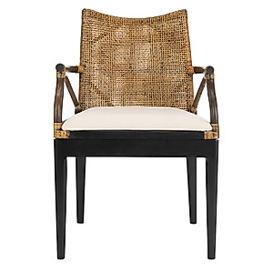 Safavieh Home Gianni Rattan Tropical Woven Arm Chair, Brown/Black